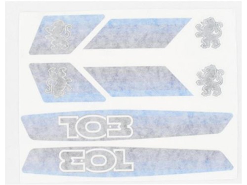 Sticker Set 8-delig Blauw Peugeot 103 - BromfietsShop.nl